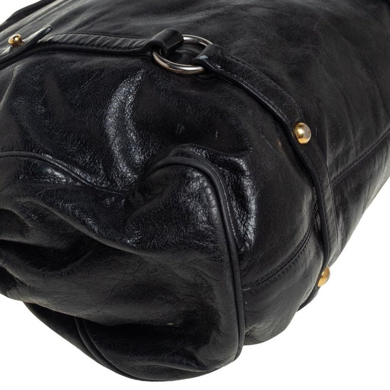 Miu Miu Black Vitello Lux Leather Bow Satchel For Sale at 1stDibs