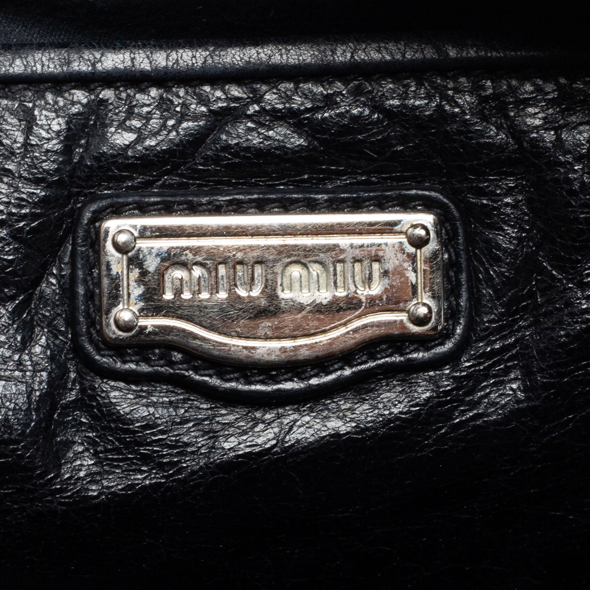 Miu Miu Black Vitello Lux Leather Bow Satchel at 1stDibs