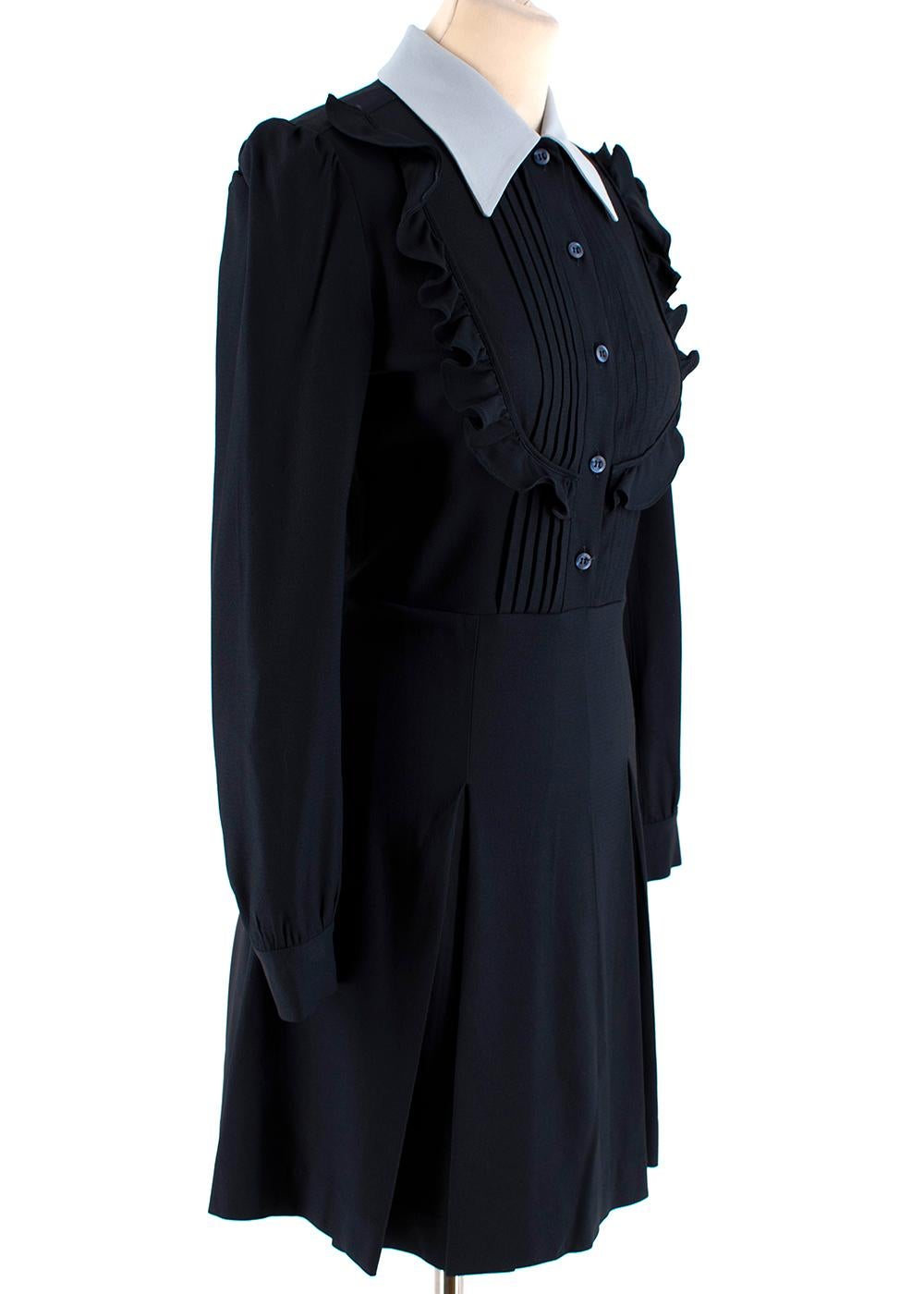 Miu Miu Blue Ruffles Shirt Dress - Size US 0-2 at 1stDibs