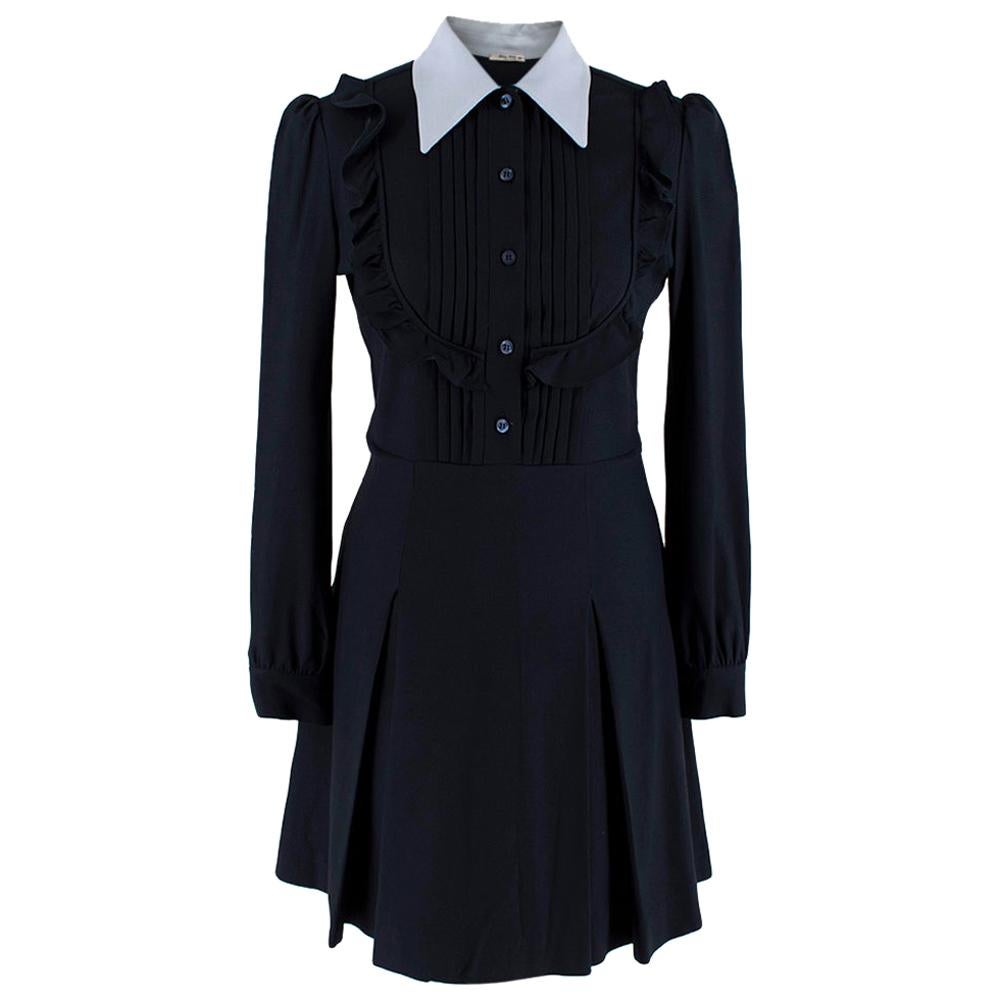 Miu Miu Blue Ruffles Shirt Dress - Size US 0-2 at 1stDibs