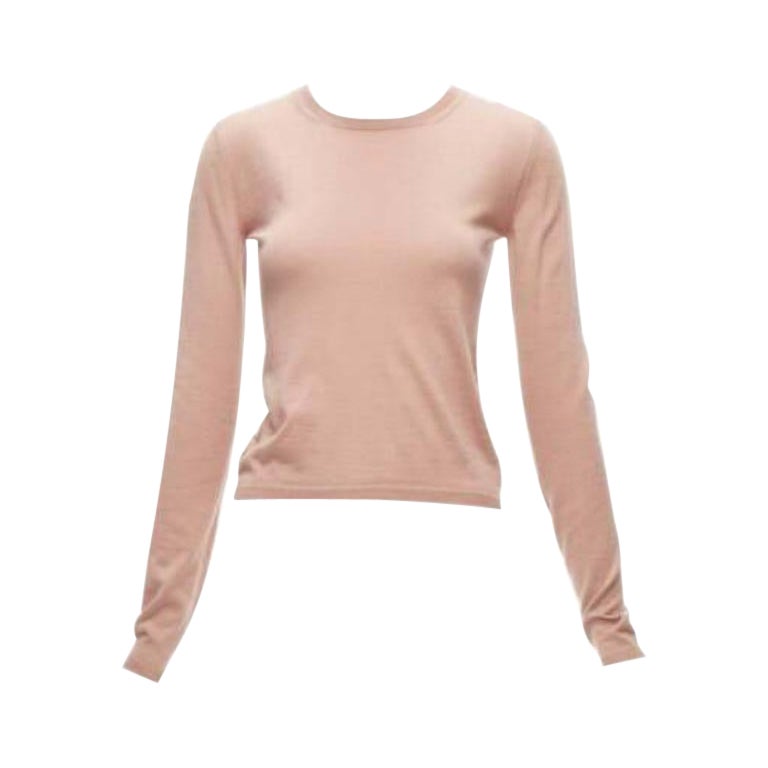 MIU MIU blush pink lux shine crew neck long sleeve knit sweater IT38 M ...