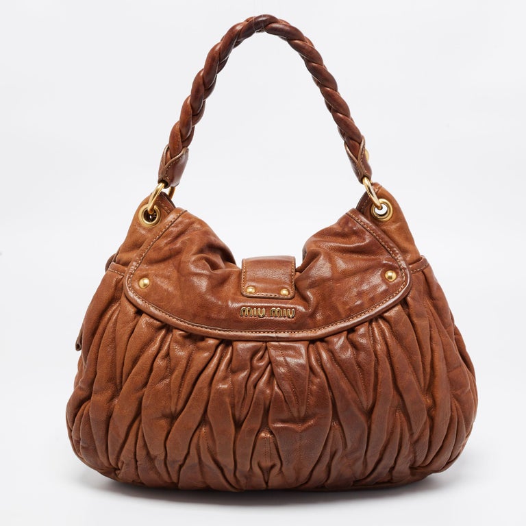 Miu Miu Brown Leather Coffer Hobo For Sale at 1stDibs