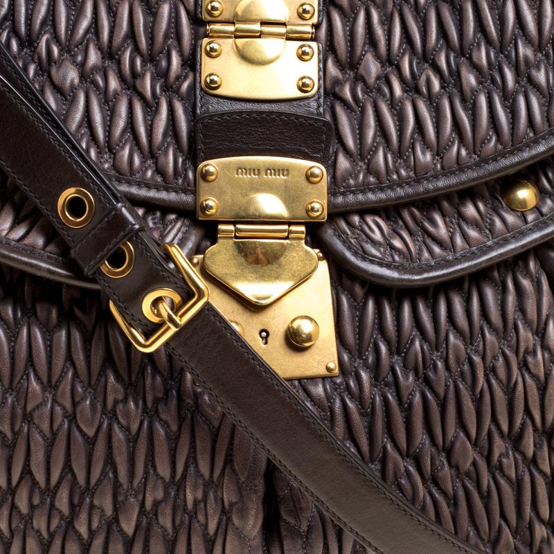 Miu Miu Choco Brown Matelasse Leather Coffer Hobo For Sale at 1stDibs ...