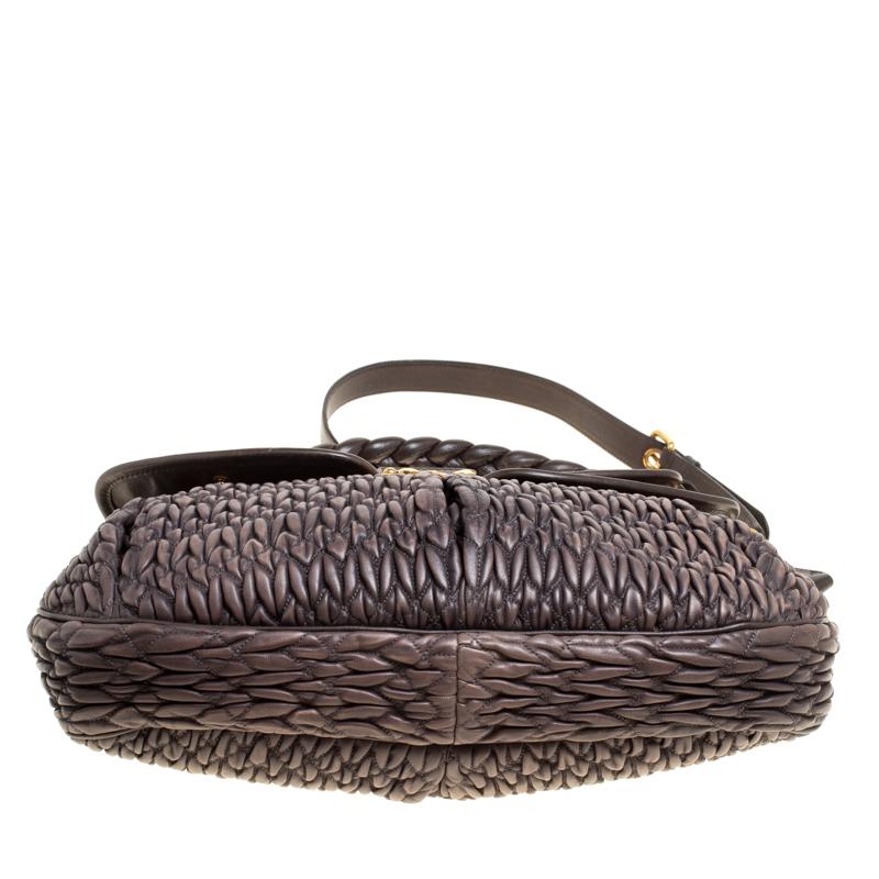 Miu Miu Choco Brown Matelasse Leather Coffer Hobo For Sale at 1stDibs ...