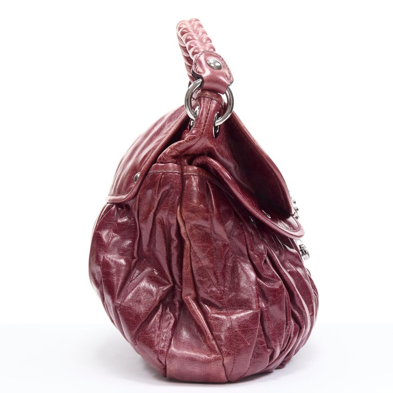 MIU MIU Coffer raspberry red Matelasse nappa leather Hobo bag at 1stDibs