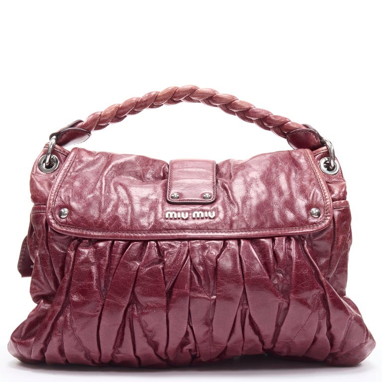 MIU MIU Coffer raspberry red Matelasse nappa leather Hobo bag at 1stDibs