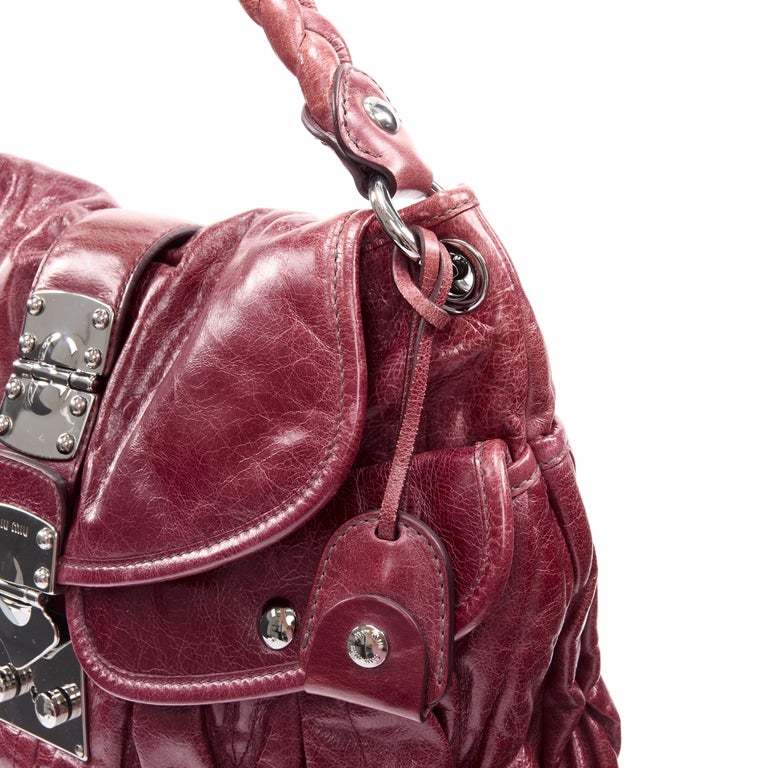MIU MIU Coffer raspberry red Matelasse nappa leather Hobo bag at 1stDibs