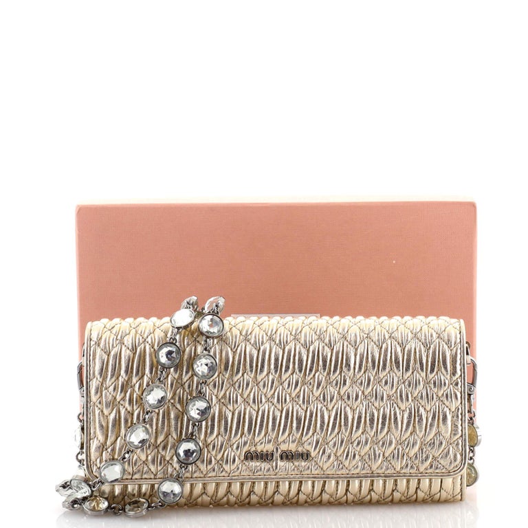 Miu Miu Continental Chain Wallet Matelasse Leather at 1stDibs
