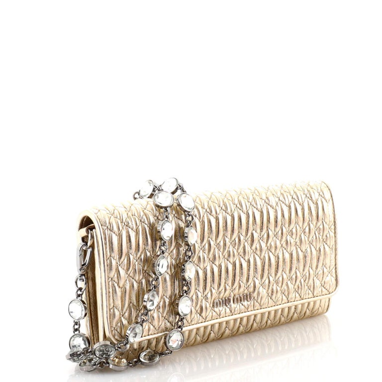 Miu Miu Continental Chain Wallet Matelasse Leather at 1stDibs