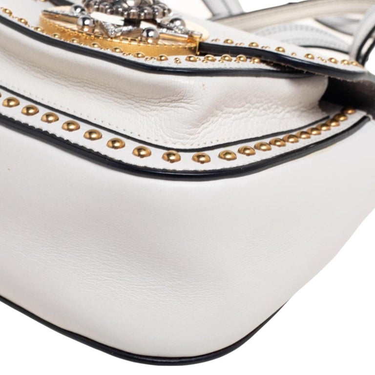 Miu Miu Cream Leather Dahlia Star Flap Crossbody Bag at 1stDibs