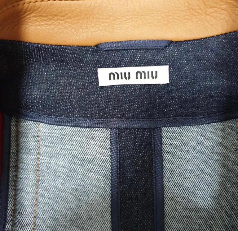Miu Miu Denim Leather Jacket For Sale at 1stDibs