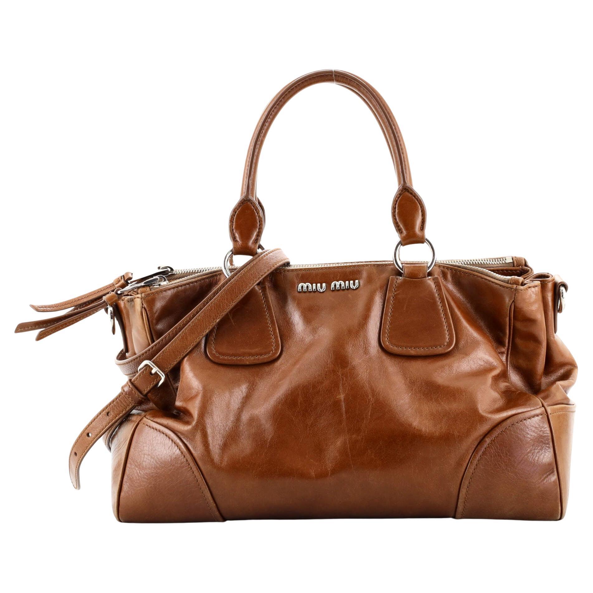 Miu Miu Coffer Convertible Satchel Jacquard Velvet with Leather Small ...