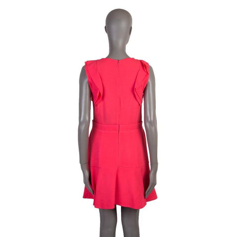 MIU MIU hot pink viscose RUFFLED Sleeveless Shift Dress 44 L For Sale ...