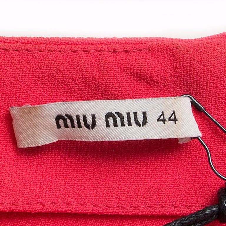 MIU MIU hot pink viscose RUFFLED Sleeveless Shift Dress 44 L For Sale ...