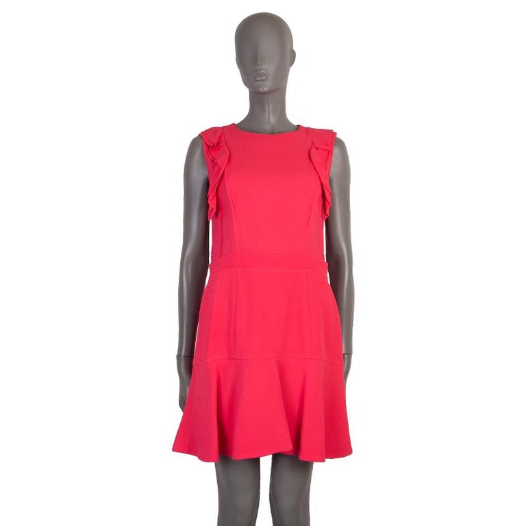 MIU MIU hot pink viscose RUFFLED Sleeveless Shift Dress 44 L For Sale ...