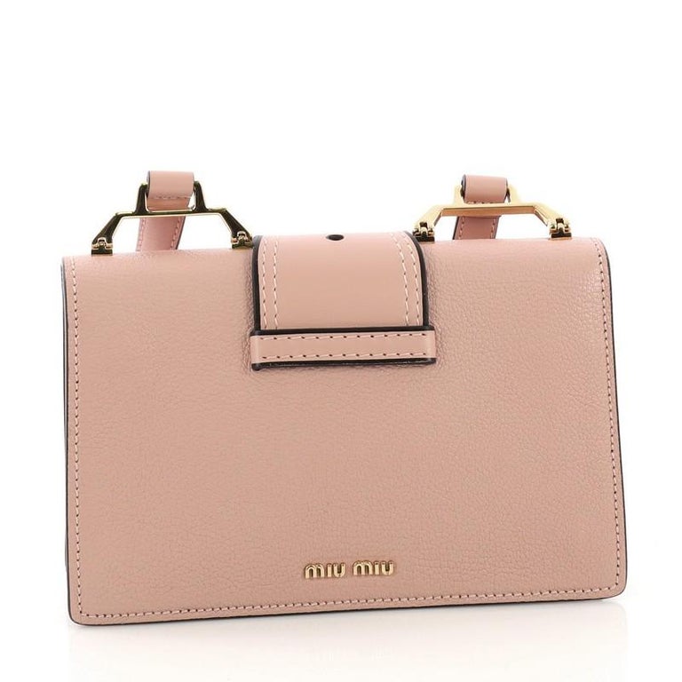 Miu Miu Madras Crystal Buckle Shoulder Bag Leather Small at 1stDibs