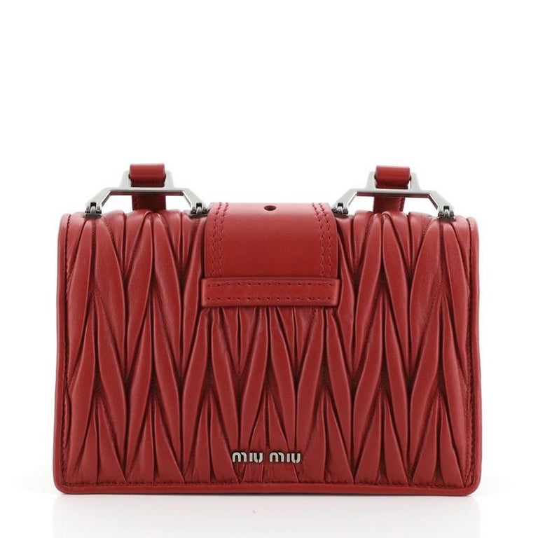 Miu Miu Madras Crystal Buckle Shoulder Bag Matelasse Leather Small at 1stDibs