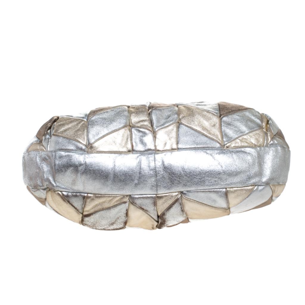 Miu Miu Metallic Silver/Gold Leather Patchwork Coffer Hobo at 1stDibs ...
