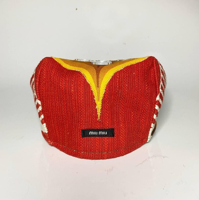 miu miu Multicolor Linen Cotton Flat Cap with glass details For Sale at ...