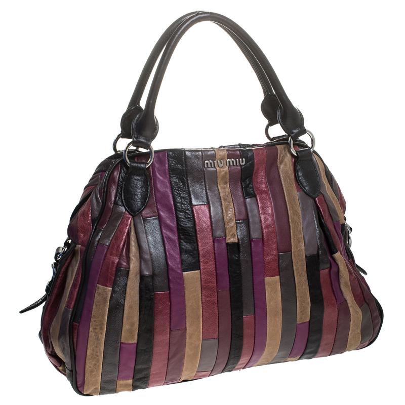 Miu Miu Multicolor Patchwork Leather Satchel For Sale at 1stDibs ...