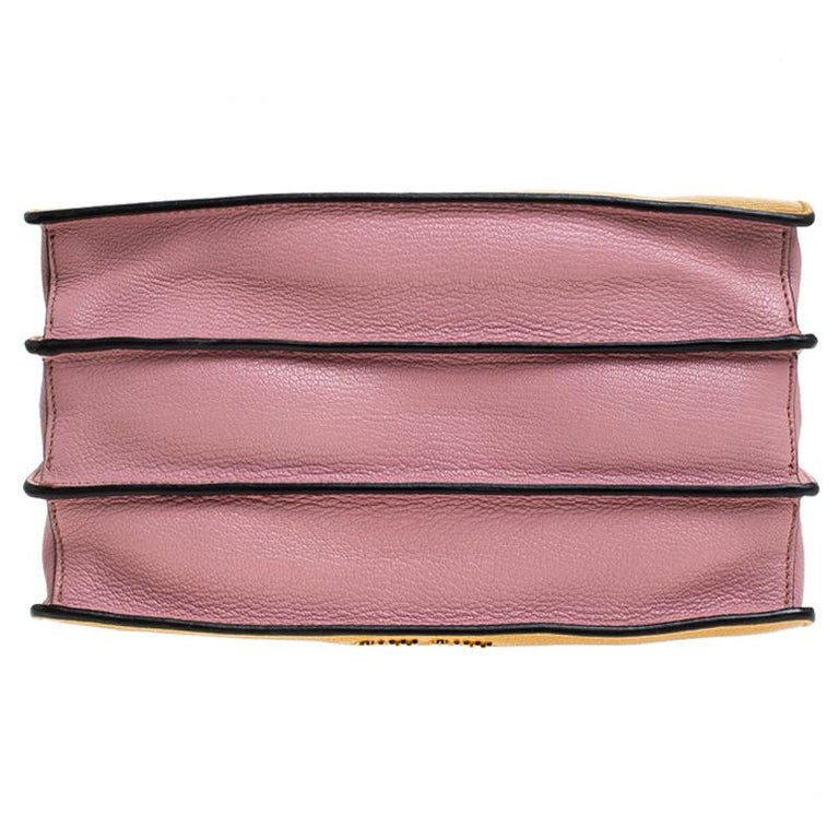 Miu Miu Mustard Leather Medium Madras Tote at 1stDibs