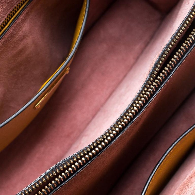 Miu Miu Mustard Leather Medium Madras Tote at 1stDibs