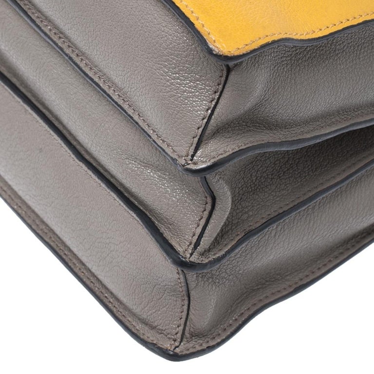 Miu Miu Mustard Madras Leather Push Lock Tote at 1stDibs