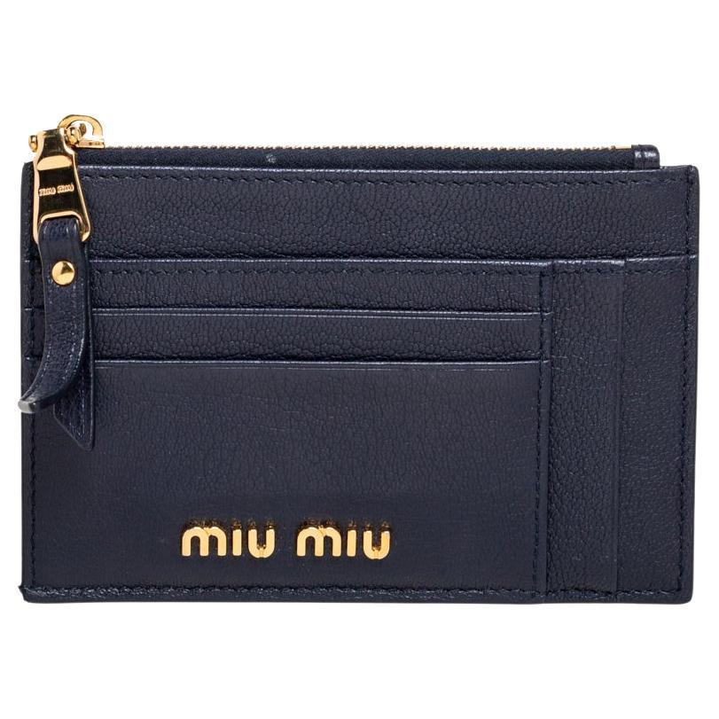 Miu Miu Beige Leather Studded Zip Wallet For Sale at 1stDibs