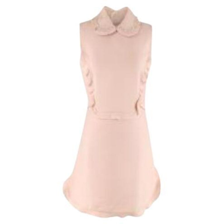 Miu Miu Nude Ruffle Mini Dress with Embellished Collar For Sale at 1stDibs