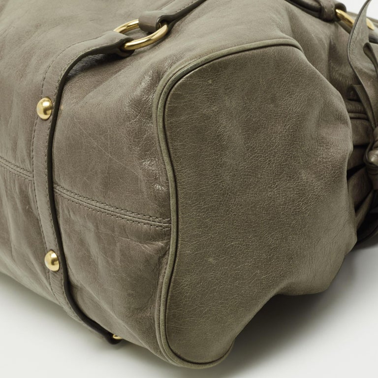 Miu Miu Olive Green Vitello Lux Leather Bow Satchel For Sale at 1stDibs