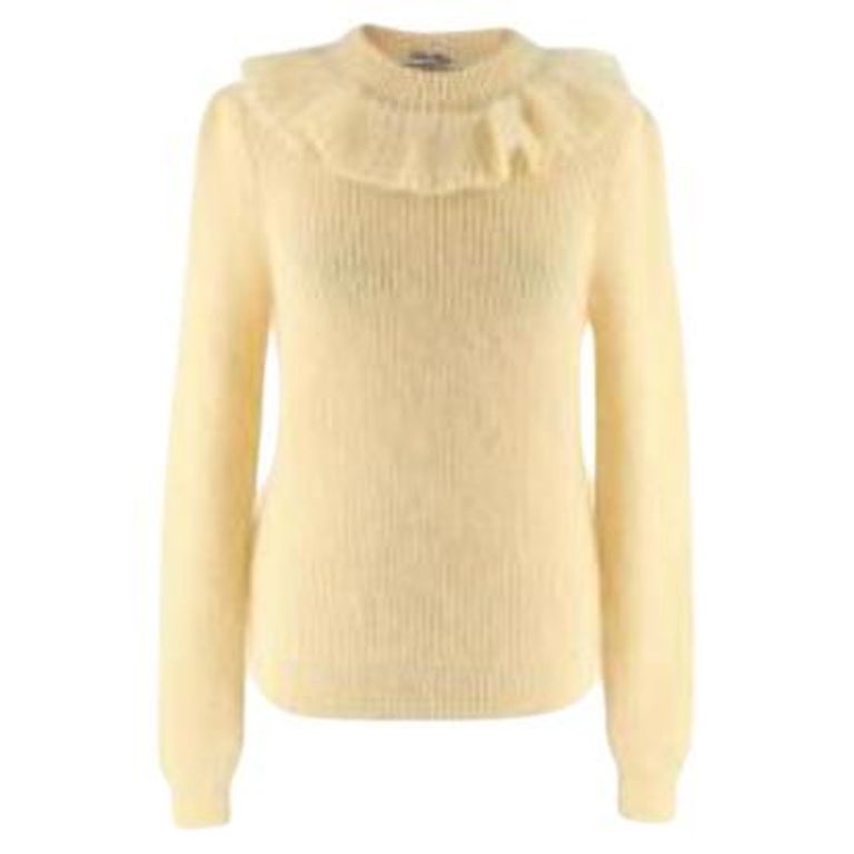 Miu Miu Pale Yellow Mohair Blend Frill Neck Jumper For Sale at 1stDibs