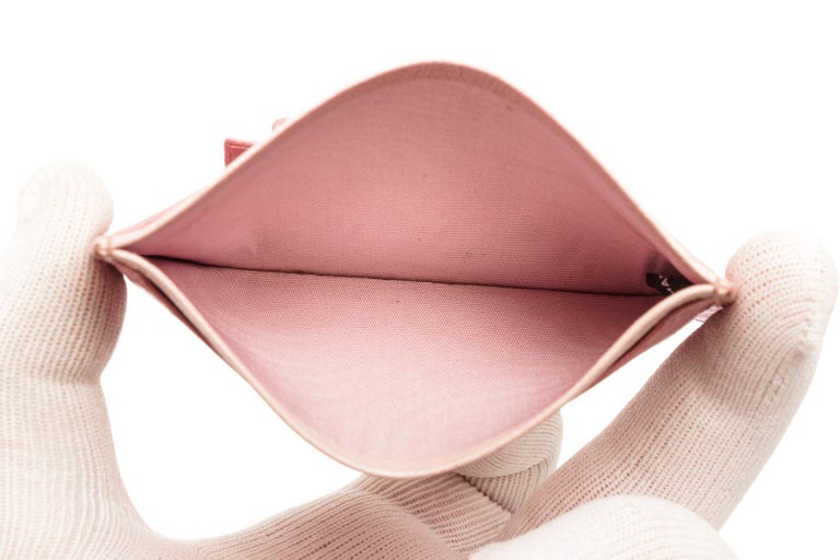 Miu Miu Pink Card Case Wallet with gold-tone hardware, trim leather and ...