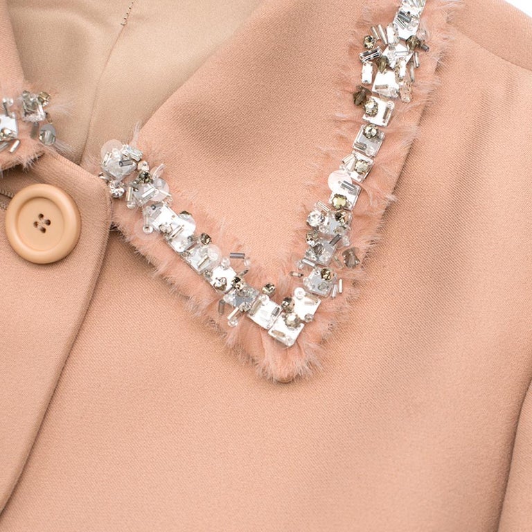 Miu Miu Pink Crystal Embellished Ruffle Hem Jacket S 42 at 1stDibs