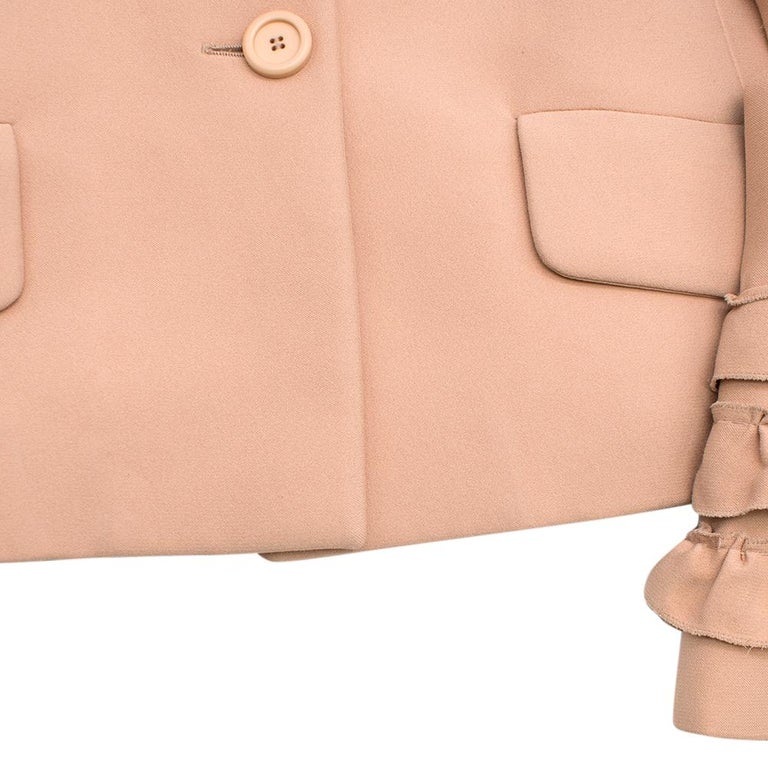 Miu Miu Pink Crystal Embellished Ruffle Hem Jacket S 42 at 1stDibs