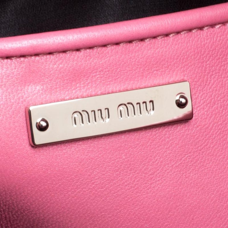 Miu Miu Pink Matelasse Nappa Leather Crystal Shoulder Bag For Sale at 1stDibs