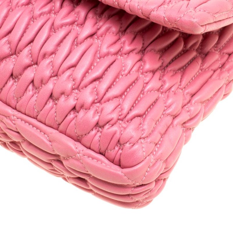 Miu Miu Pink Matelasse Nappa Leather Crystal Shoulder Bag For Sale at 1stDibs