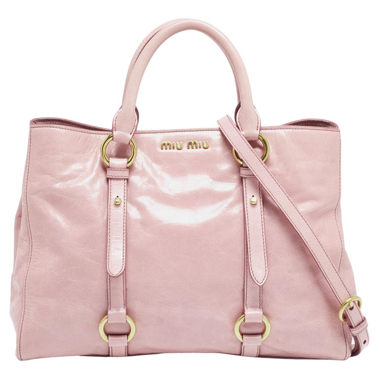 Miu Miu Pink Vitello Shine Leather Tote For Sale at 1stDibs