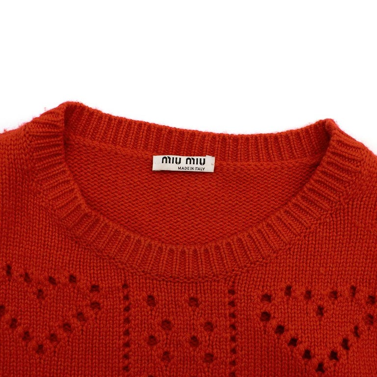 Miu Miu Pointelle-knit Cashmere Sweater - Red SIZE 38 IT For Sale at ...