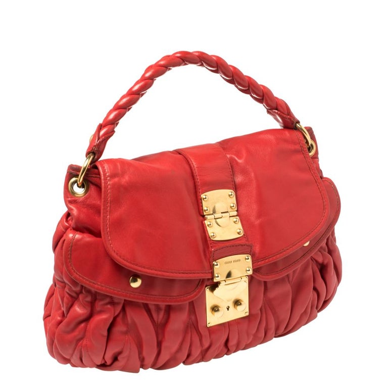 Miu Miu Red Matelasse Lux Leather Coffer Hobo at 1stDibs