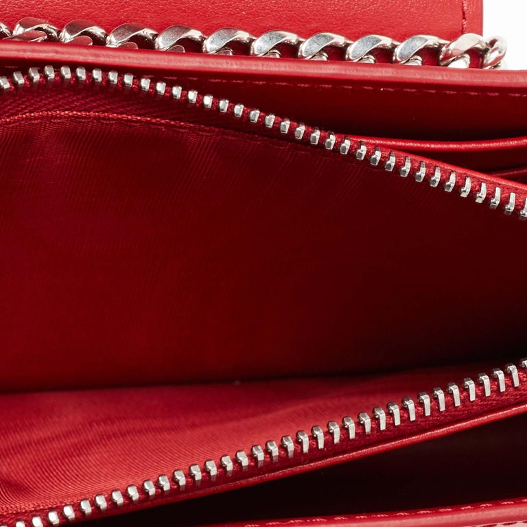 Miu Miu Red Patent Leather Mini Crystal Embellished Phone Crossbody Bag ...