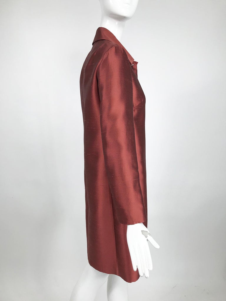 Miu Miu Russet Raw Silk Princess Seam Coat For Sale at 1stDibs ...