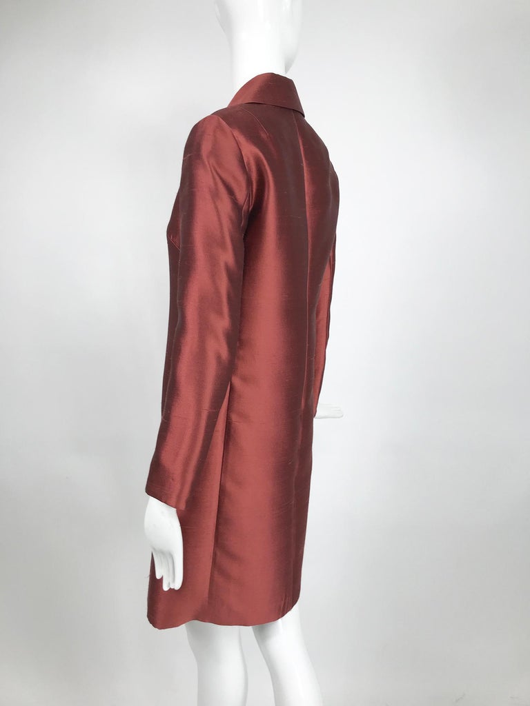 Miu Miu Russet Raw Silk Princess Seam Coat For Sale at 1stDibs ...