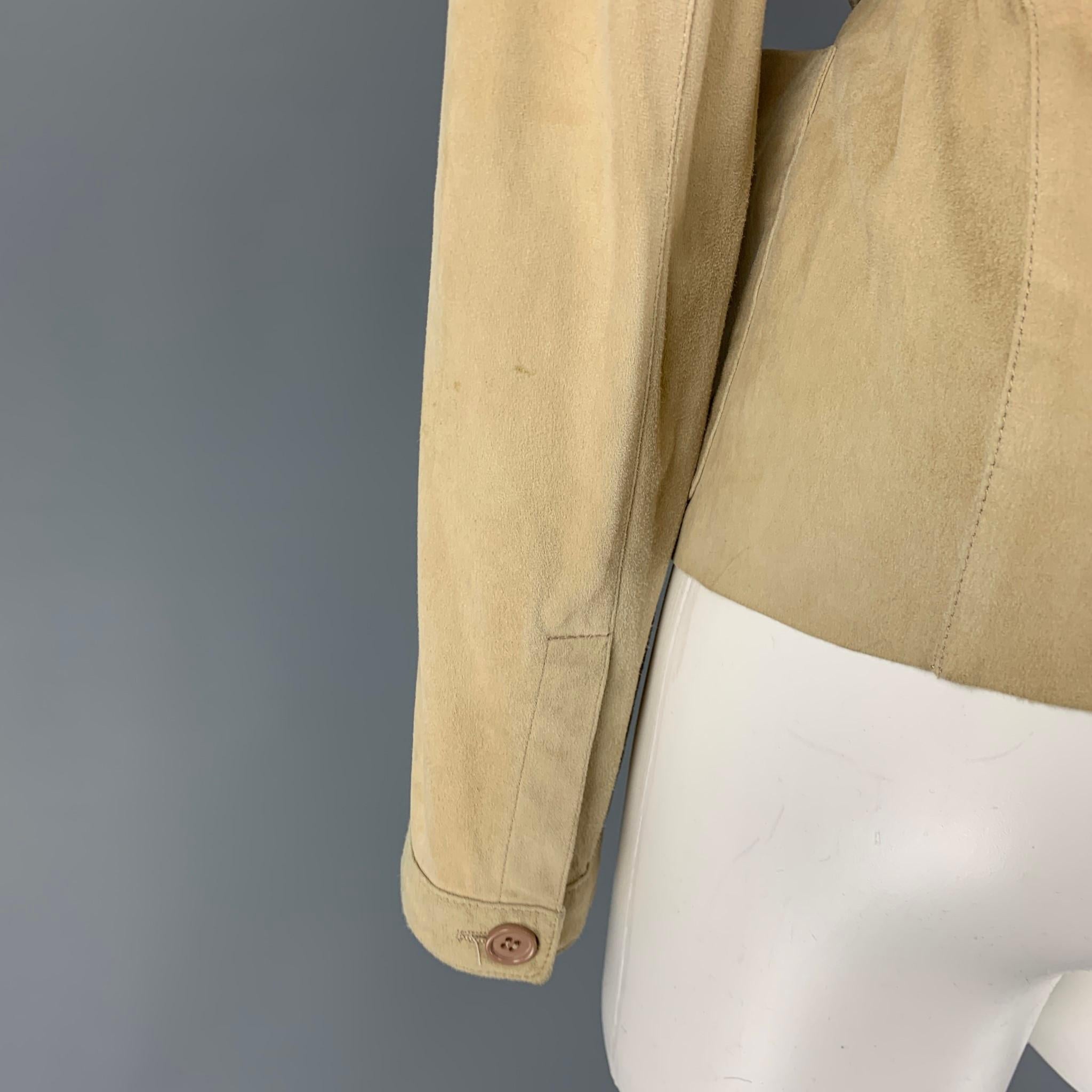 MIU MIU Size 4 Beige Suede Belted Jacket For Sale at 1stDibs | hillard ...
