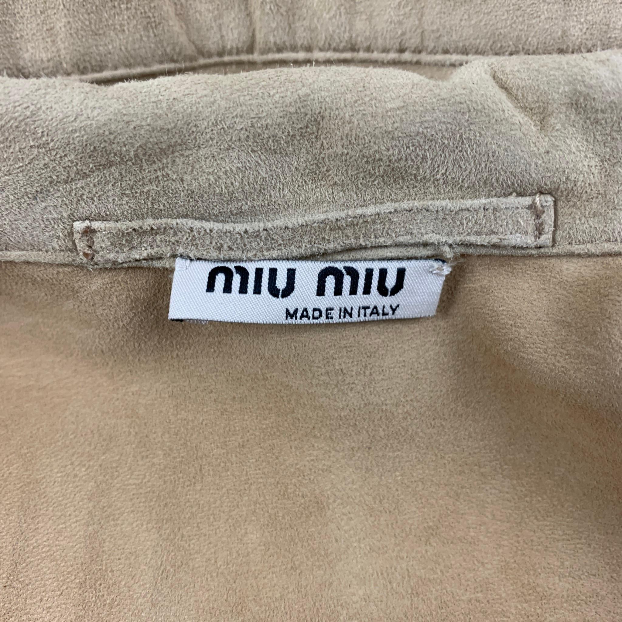 MIU MIU Size 4 Beige Suede Belted Jacket For Sale at 1stDibs | hillard ...