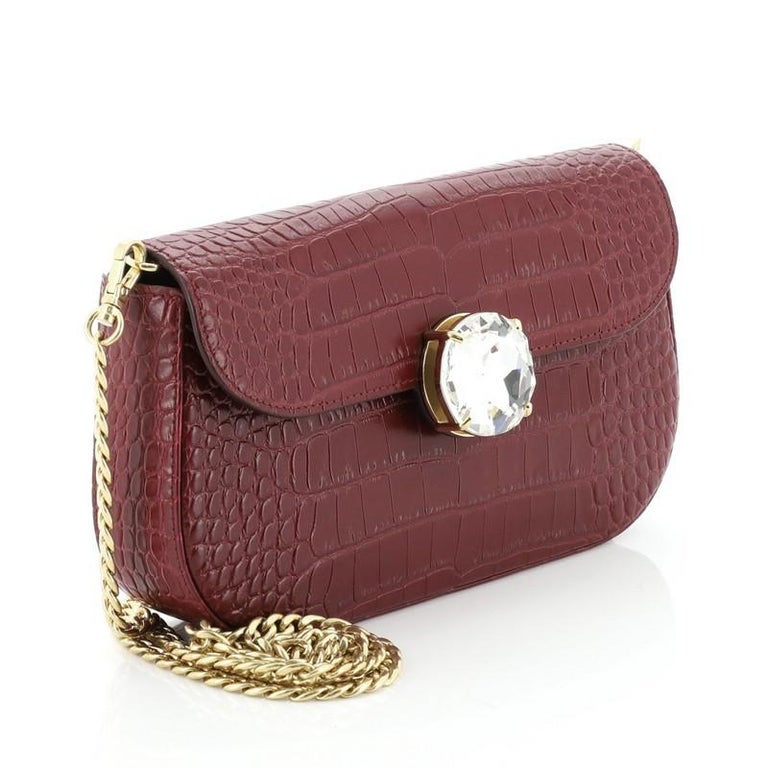 Miu Miu Solitaire Chain Clutch Crocodile Embossed Leather at 1stDibs