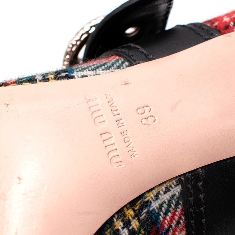 Miu Miu Tartan Point Toe Kitten-Heel Pumps For Sale at 1stDibs