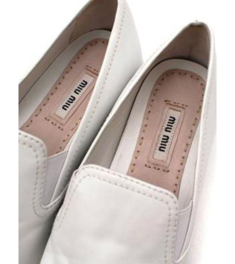 Miu Miu White Leather Platform Slip-On Trainers For Sale at 1stDibs