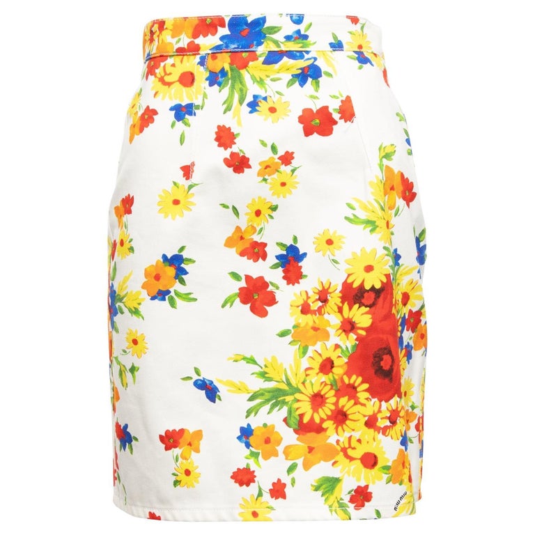 Miu Miu Women's Floral A-line Skirt For Sale at 1stDibs