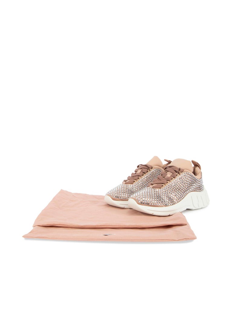Miu Miu Women's Pink Crystal Embellished Platform Trainers For Sale at 1stDibs
