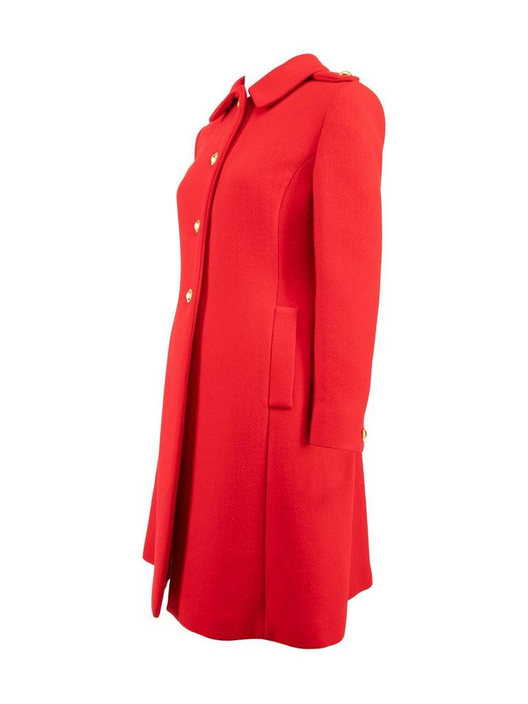 Miu Miu Women's Red Coat With Gold Buttons For Sale at 1stDibs